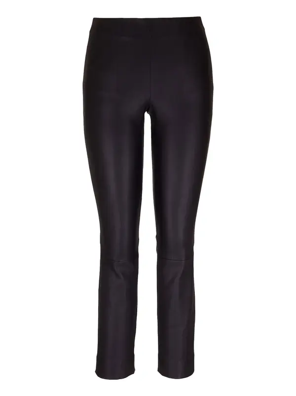 Vince Leather Slim-cut Trousers - Black