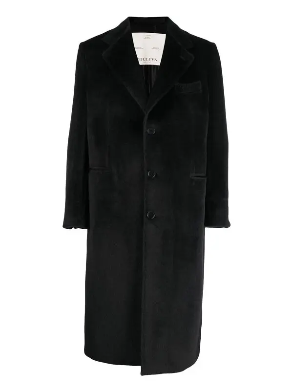 Giuliva Heritage Textured Single-breasted Coat - Black