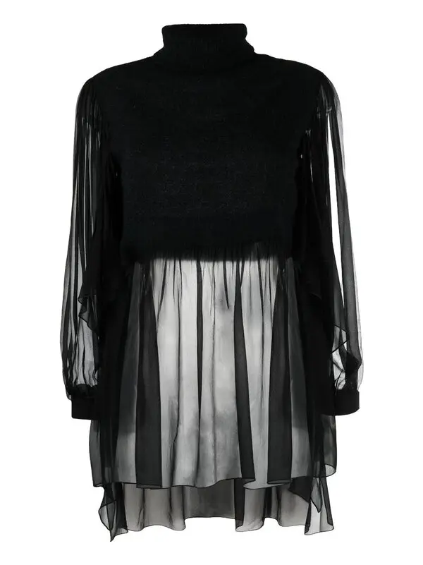 Alberta Ferretti Panelled Roll Neck Jumper - Black