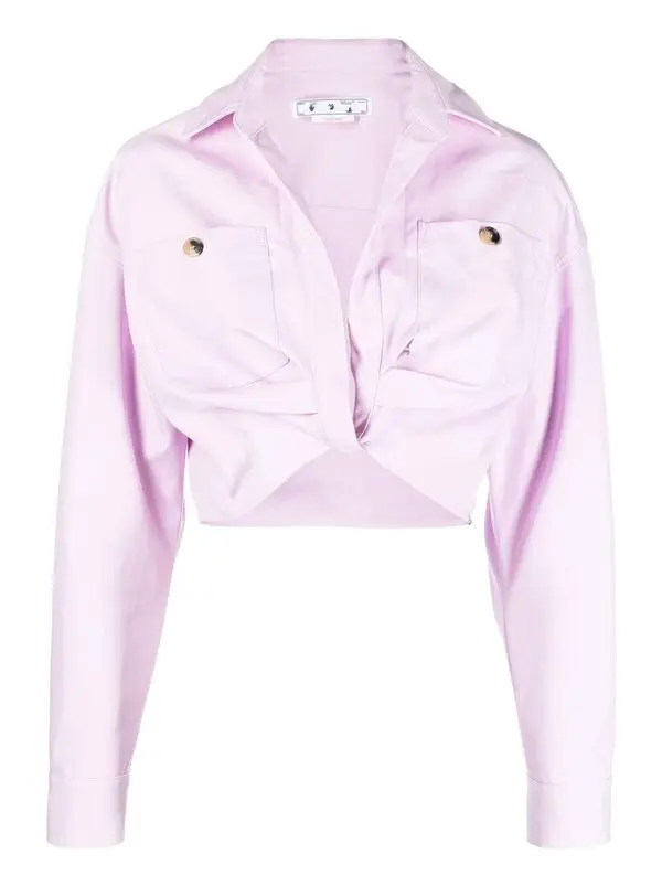 Off-White Twisted-front Cropped Jacket - Purple