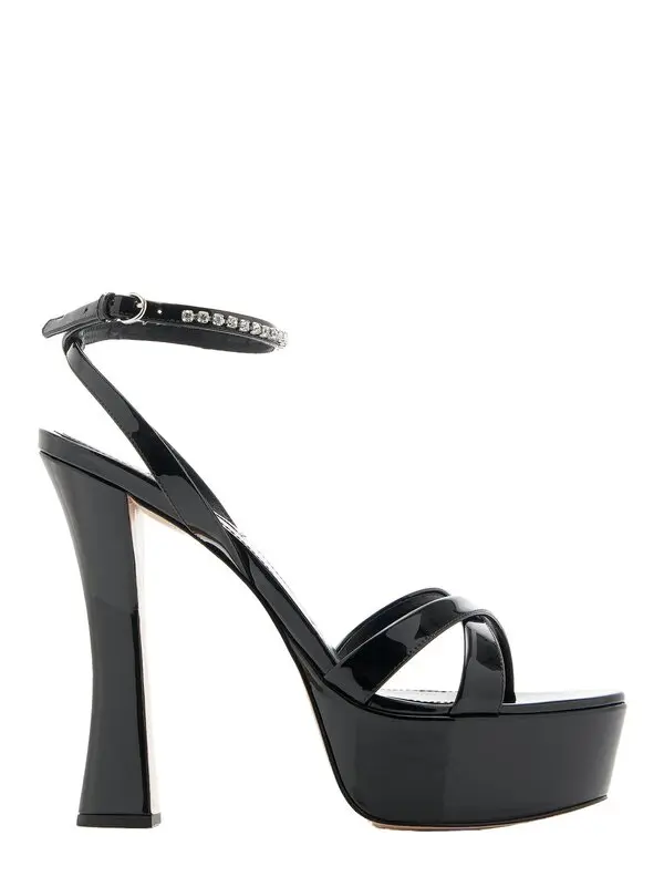 Miu Miu Crystal-embellished Platform Sandals - Black
