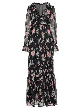 Liu Jo Maxi Dress In Chiffon With Floral Print And Ruffles - Black