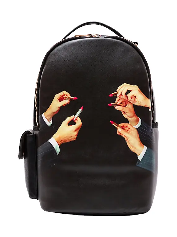 SELETTI Wears Toiletpaper Lipstick Graphic-print Backpack - Black