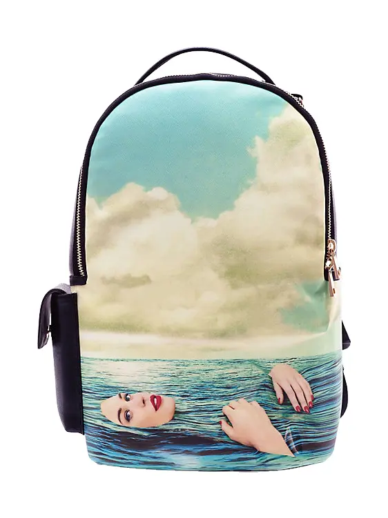 SELETTI Wears Toiletpaper Sea Girl Backpack - Blue/cream