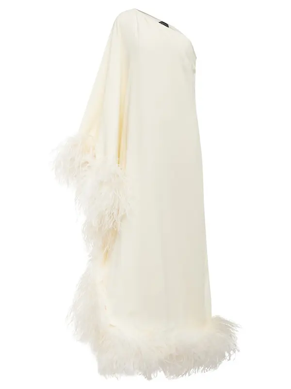 TALLER MARMO Ubud Feather-trimmed Gown - White