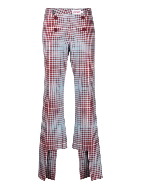 CHARLES JEFFREY Panelled Check-pattern Trousers - Blue