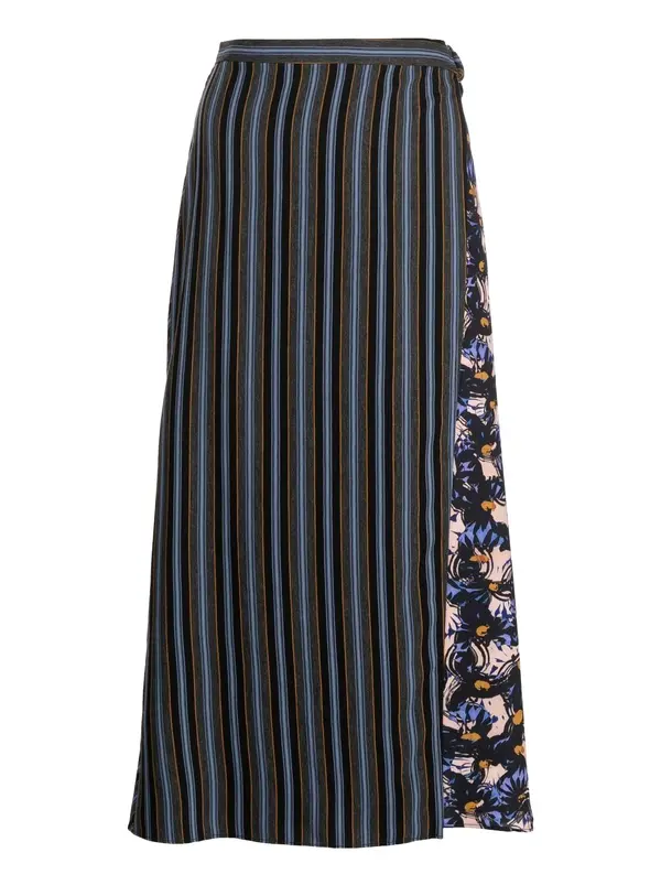Paul Smith Panelled Stripe-print Midi Skirt - Blue