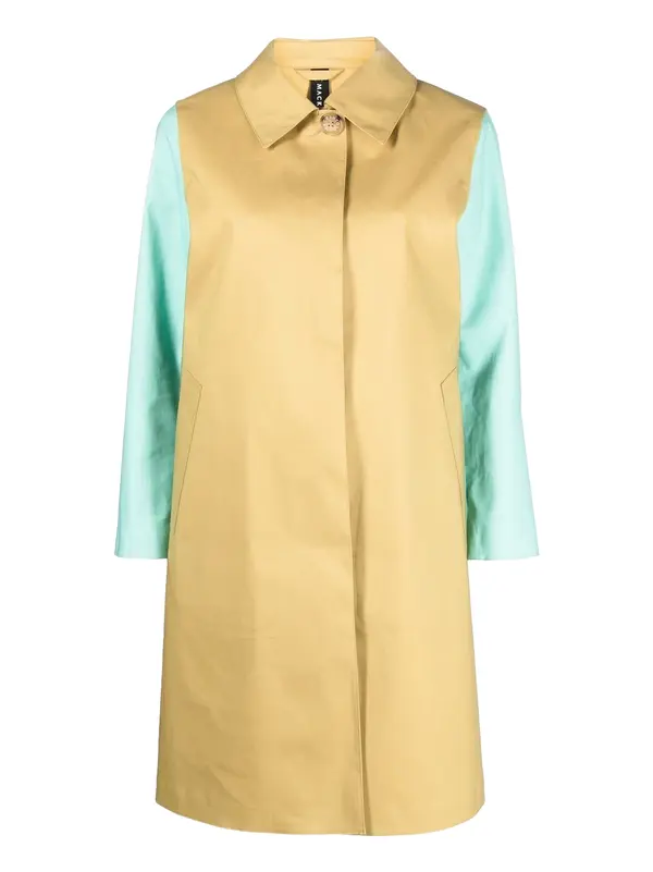 Mackintosh Colour-block Cotton Coat - Yellow