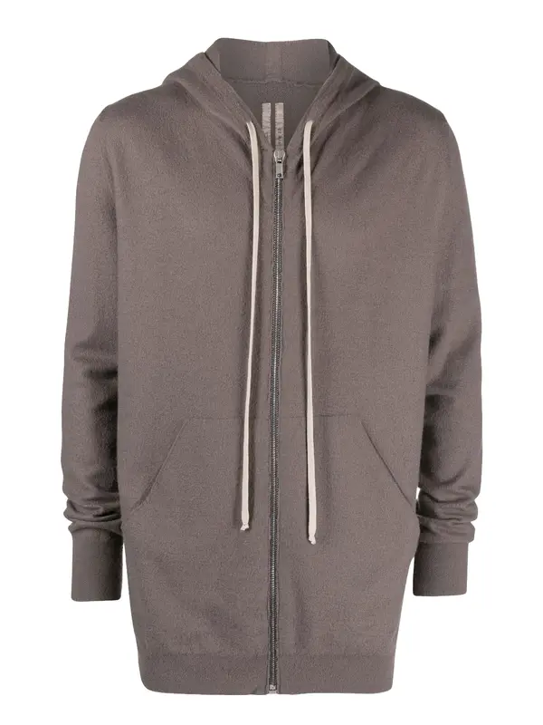 Rick Owens Drawstring Zip-up Hoodie - Grey
