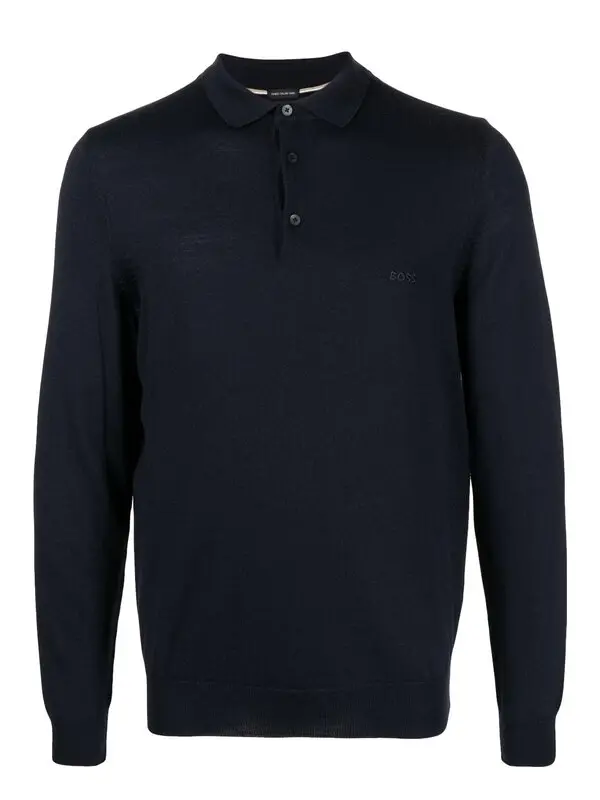 BOSS Virgin Wool Polo Shirt - Blue