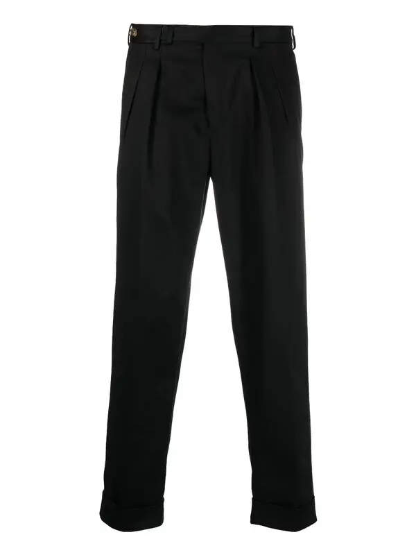 PT TORINO Box-pleat Tapered Trousers - Black