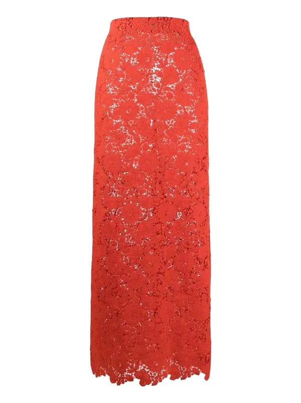 Giambattista Valli High-waist Embroidered Long Skirt - Orange