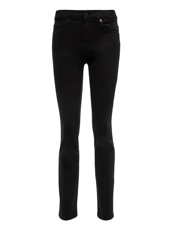 7 For All Mankind Roxanne Mid-rise Skinny Jeans - Black