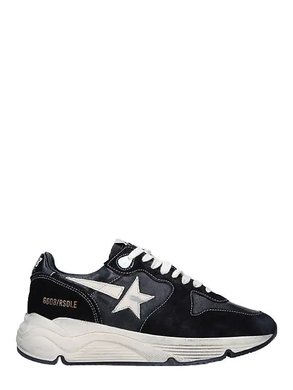 Golden Goose Running Sole Suede And Leather Mid-top Trainers - Blk/white