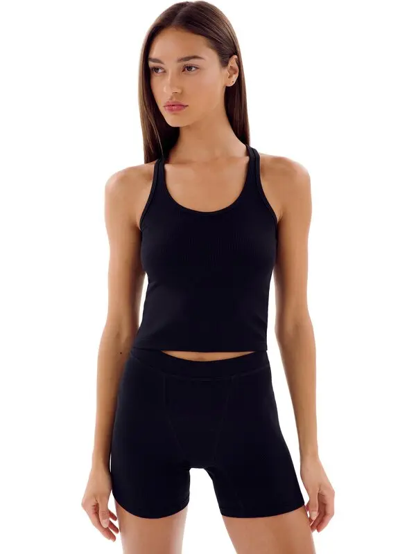 Splits59 Ashby Ribbed Cropped Tank Top - Black