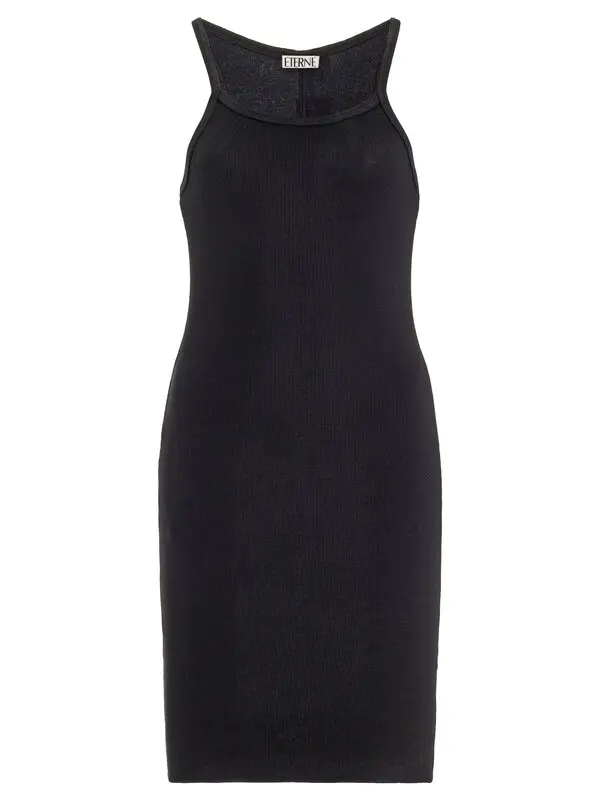 Eterne Stretch Cotton Modal Jersey Mini Dress - Black