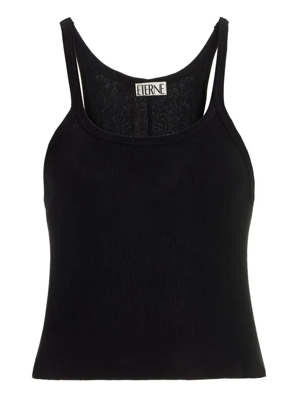 Eterne Ribbed Cotton Tank Top - Black