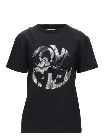 Alberta Ferretti Organic Cotton T-shirt With Sequin Detail - Black