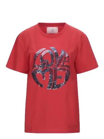Alberta Ferretti Organic Cotton T-shirt With Sequin Detail - Red