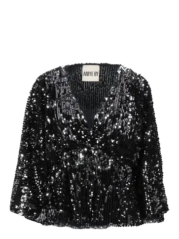 ANIYE BY Sequin Tulle Top - Black