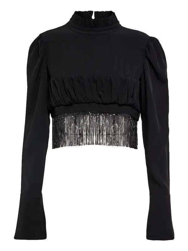 Rabanne Embellished Crop Top - Black
