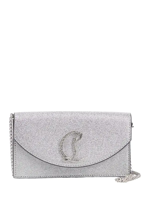 CHRISTIAN LOUBOUTIN Loubi54 Glitter Leather Clutch - Silver