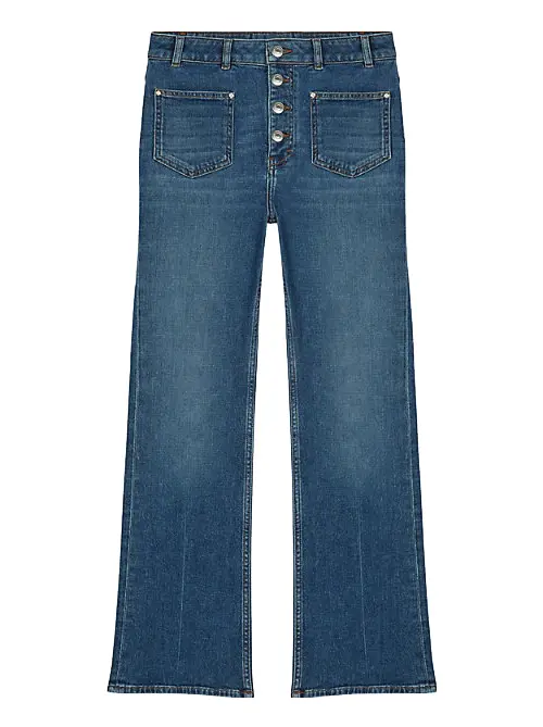 Maje High-rise Flared-leg Stretch-denim Jeans - Bleus
