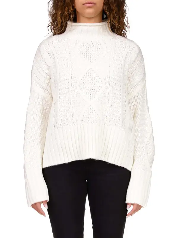 Sanctuary Cable Funnel Neck Sweater - Creme