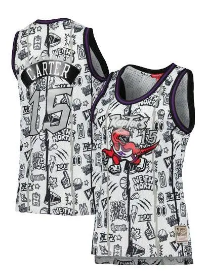 Mitchell & Ness Vince Carter Toronto Raptors 1998 Doodle Swingman Jersey - White