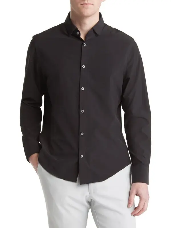 Mizzen+main Leeward No-tuck Stretch Button-up Shirt - Black