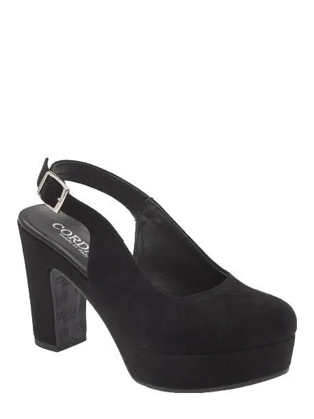 Cordani Torrie Platform Slingback Pump - Black Suede