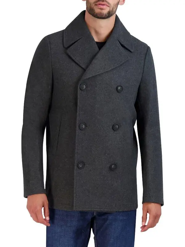 Cole Haan Double Breasted Pea Coat - Charcoal