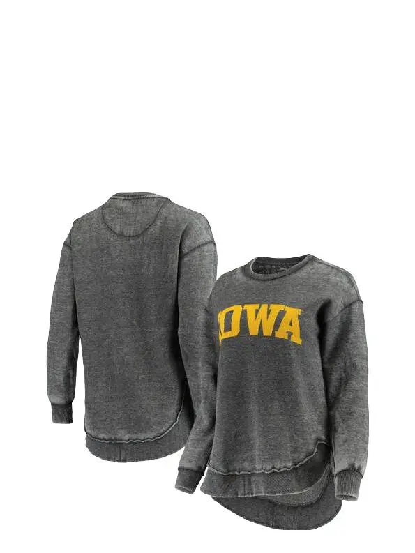 PRESSBOX Iowa Hawkeyes Vintage Wash Pullover Sweatshirt - Black