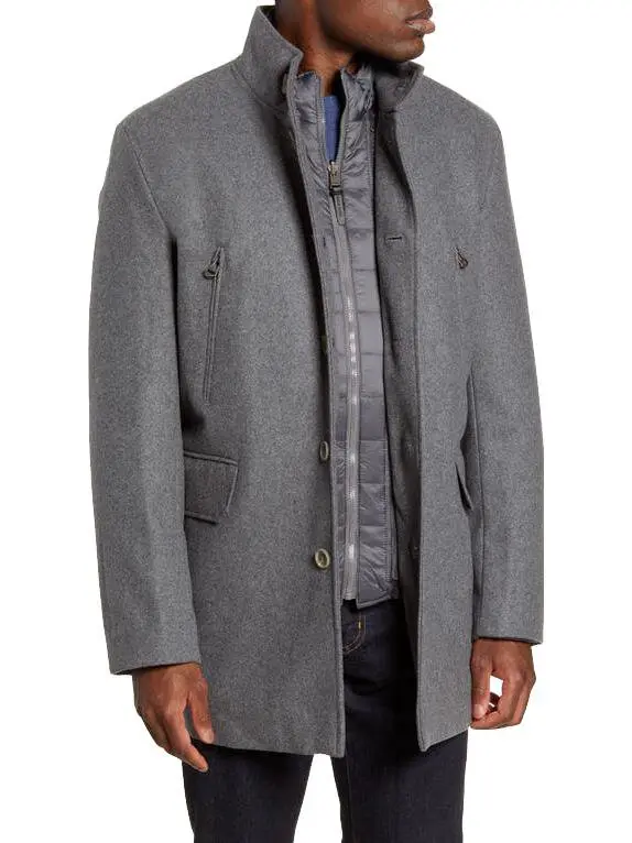 Cole Haan 3-in-1 Melton Wool Car Coat With Removable Quilted Liner - Lt Gry/gre