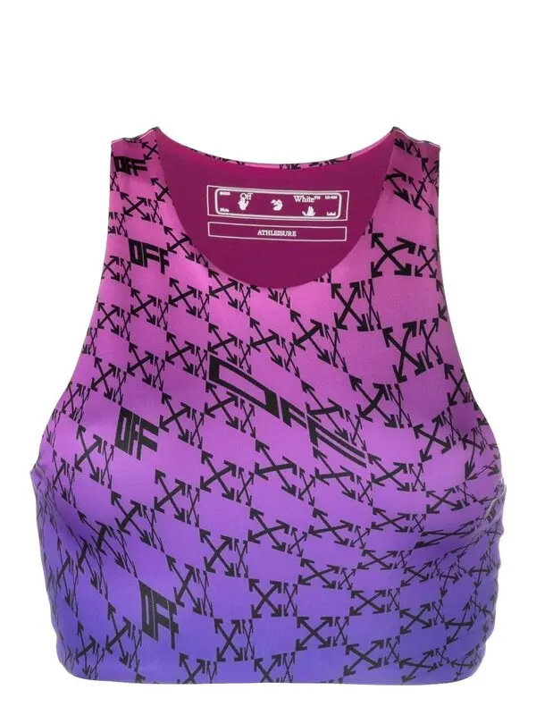 Off-White Two-tone Gradient-effect Crop Top - Pink