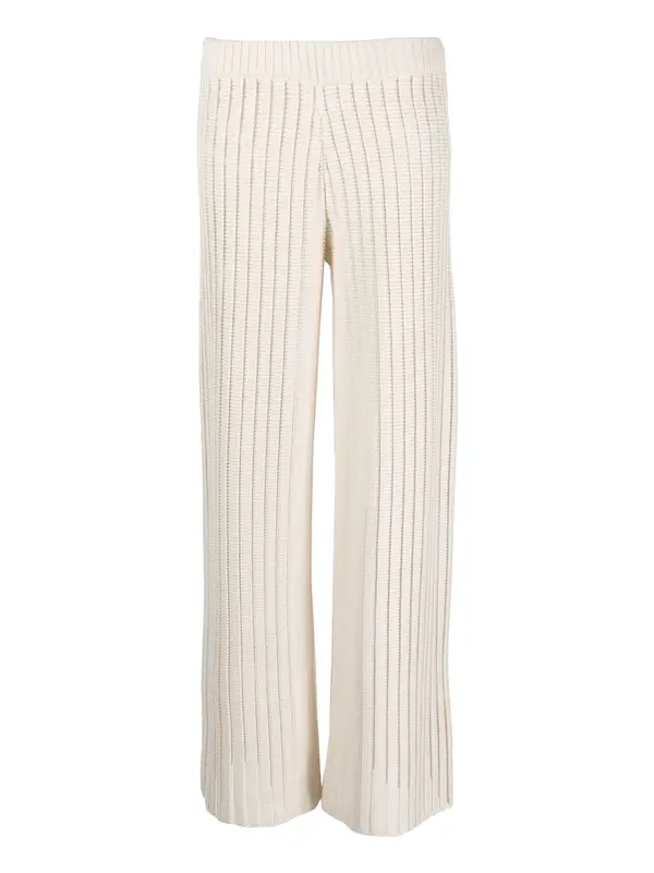 Fabiana Filippi Rib-knit Wide-leg Trousers - White