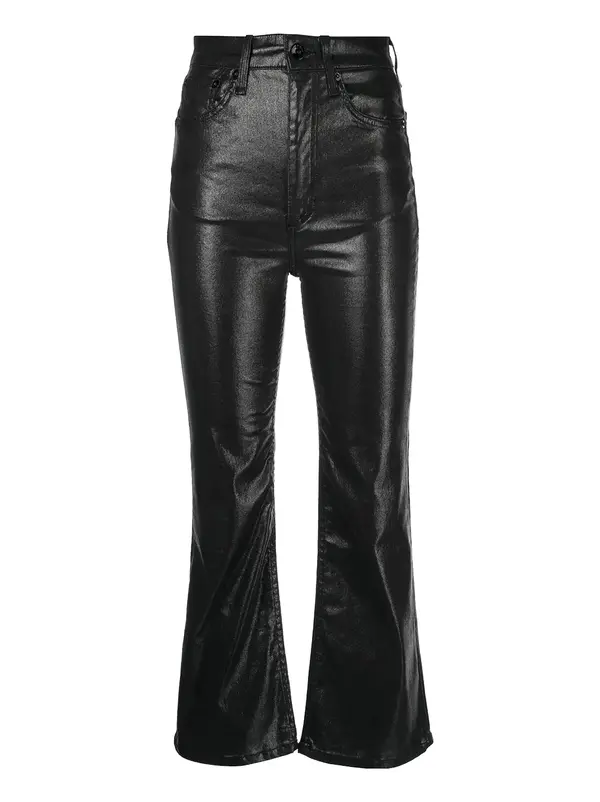 Rag & Bone Coated Flared Cropped Jeans - Black