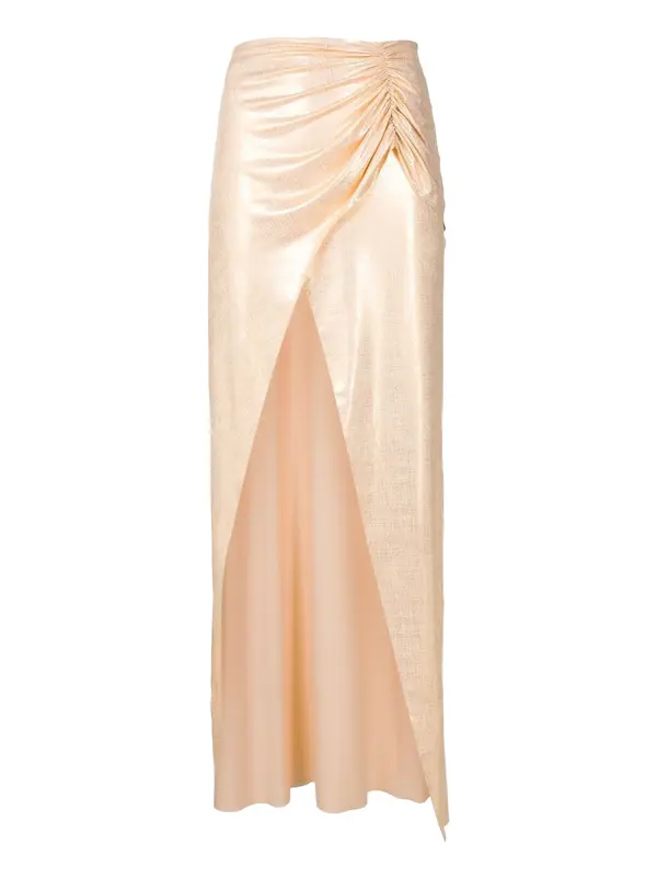 AMIR SLAMA Ruched High-waisted Skirt - Gold