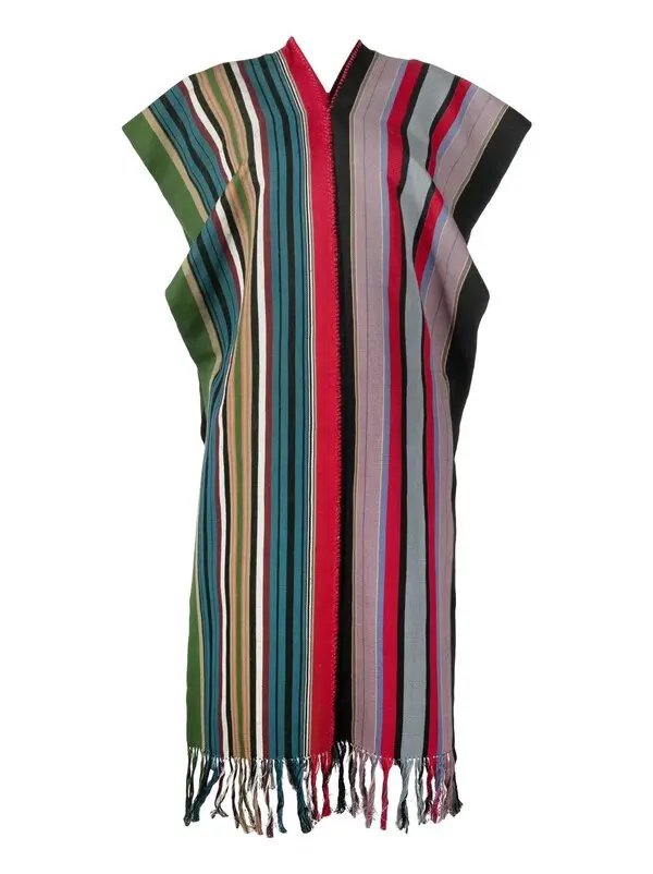 Colville Striped V-neck Poncho - Multicolour