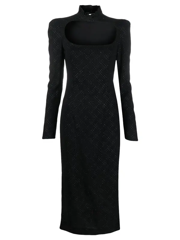 Philosophy Di Lorenzo Serafini Diamond-pattern Midi Dress - Black
