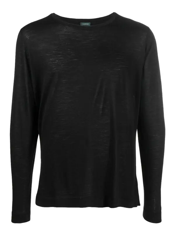 ZANONE Crew-neck Virgin-wool T-shirt - Black