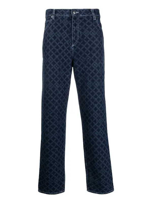 CHARLES JEFFREY Geometric Print Straight Leg Jeans - Blue