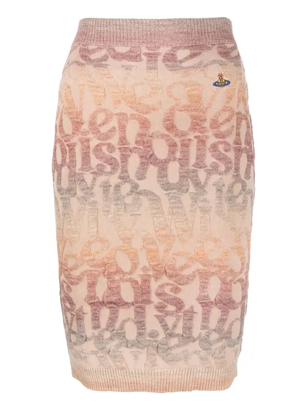 VIVIENNE WESTWOOD Logomania Knitted Pencil Skirt - Neutrals