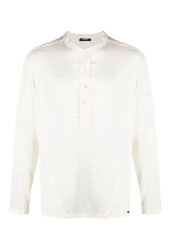 TOM FORD Button-placket Satin Shirt - Neutrals