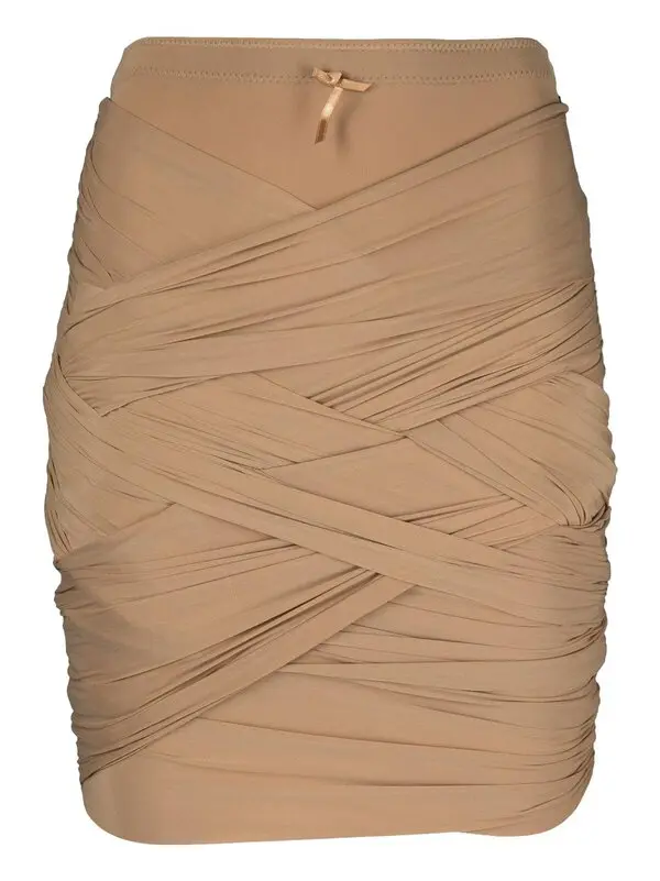 Alexander Wang Ruched Mini Skirt With Interweaving - Brown