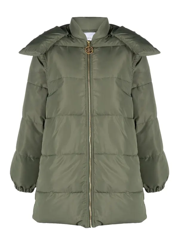 Patou Detachable-sleeve Puffer Coat - Green