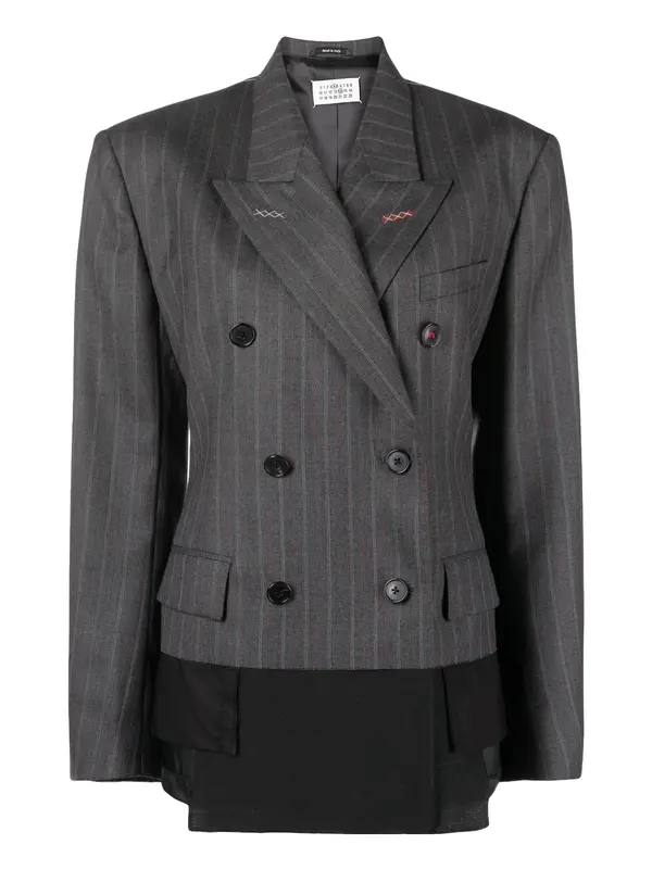 MAISON MARGIELA Pinstriped Wool Blazer - Grey