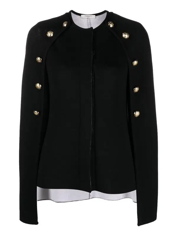 CHARLOTT Button-embellished Cape Jumper - Black