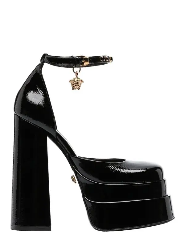 Versace Medusa Aevitas 160mm Leather Platform Pumps - Black