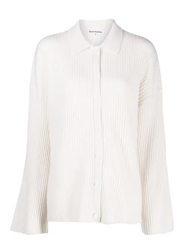 REFORMATION Fantino Cashmere Collared Cardigan - White